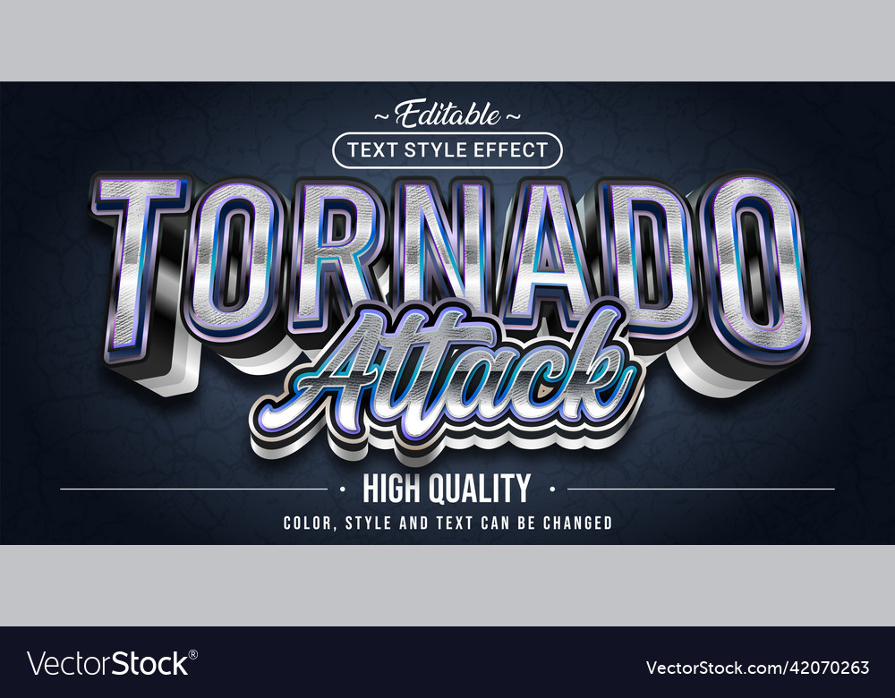 Editable text style effect - tornado attack Vector Image