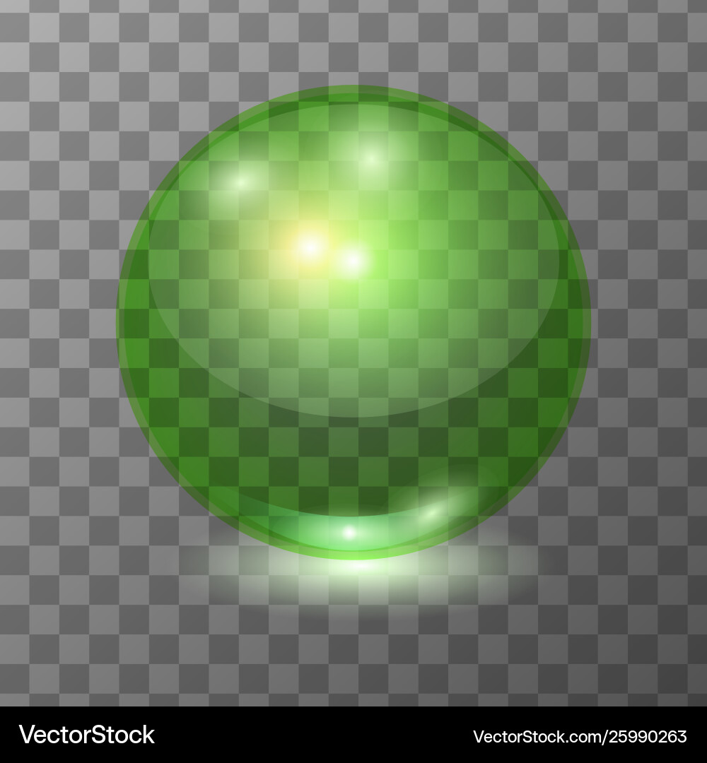 Realistic green transparent glass ball Royalty Free Vector