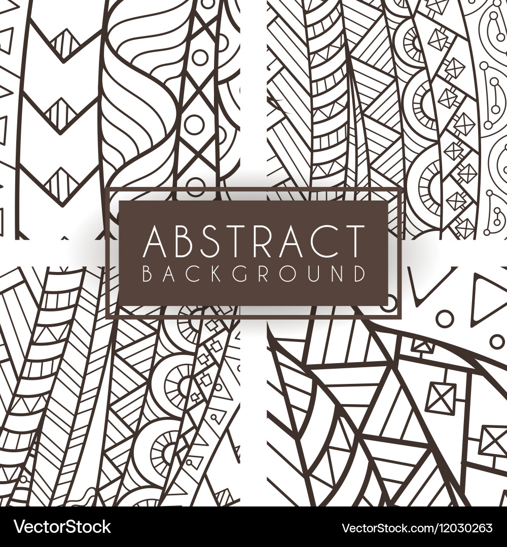 Set of four monochrome intricate patterns doodle Vector Image
