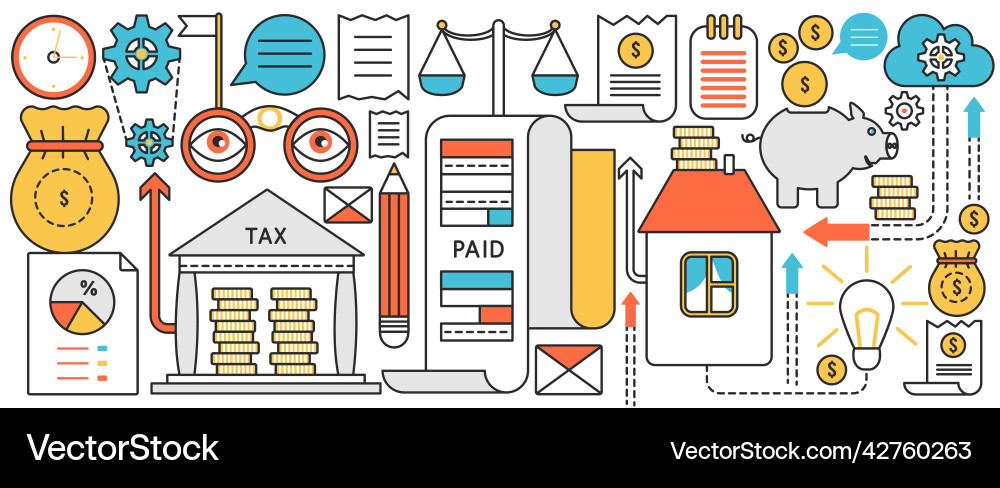 Tax and banking account technology order receipt Vector Image