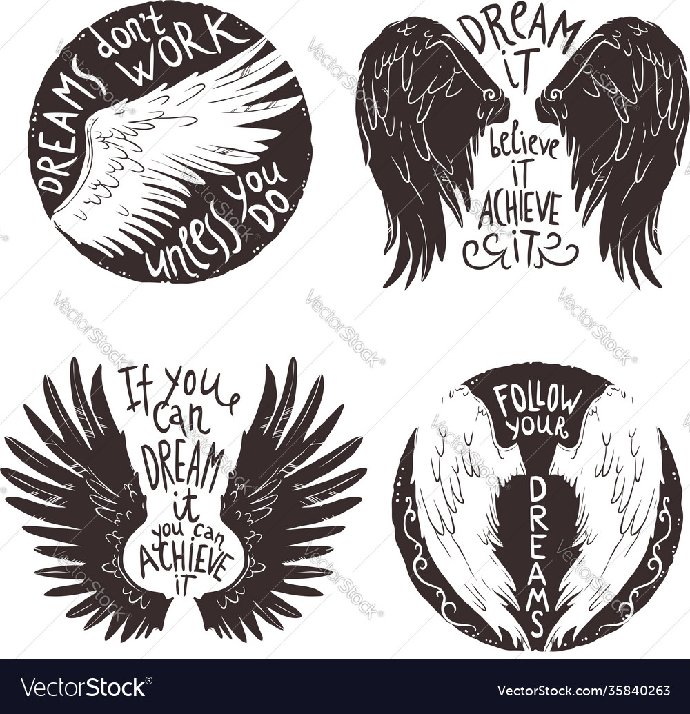 Wings label set Royalty Free Vector Image - VectorStock
