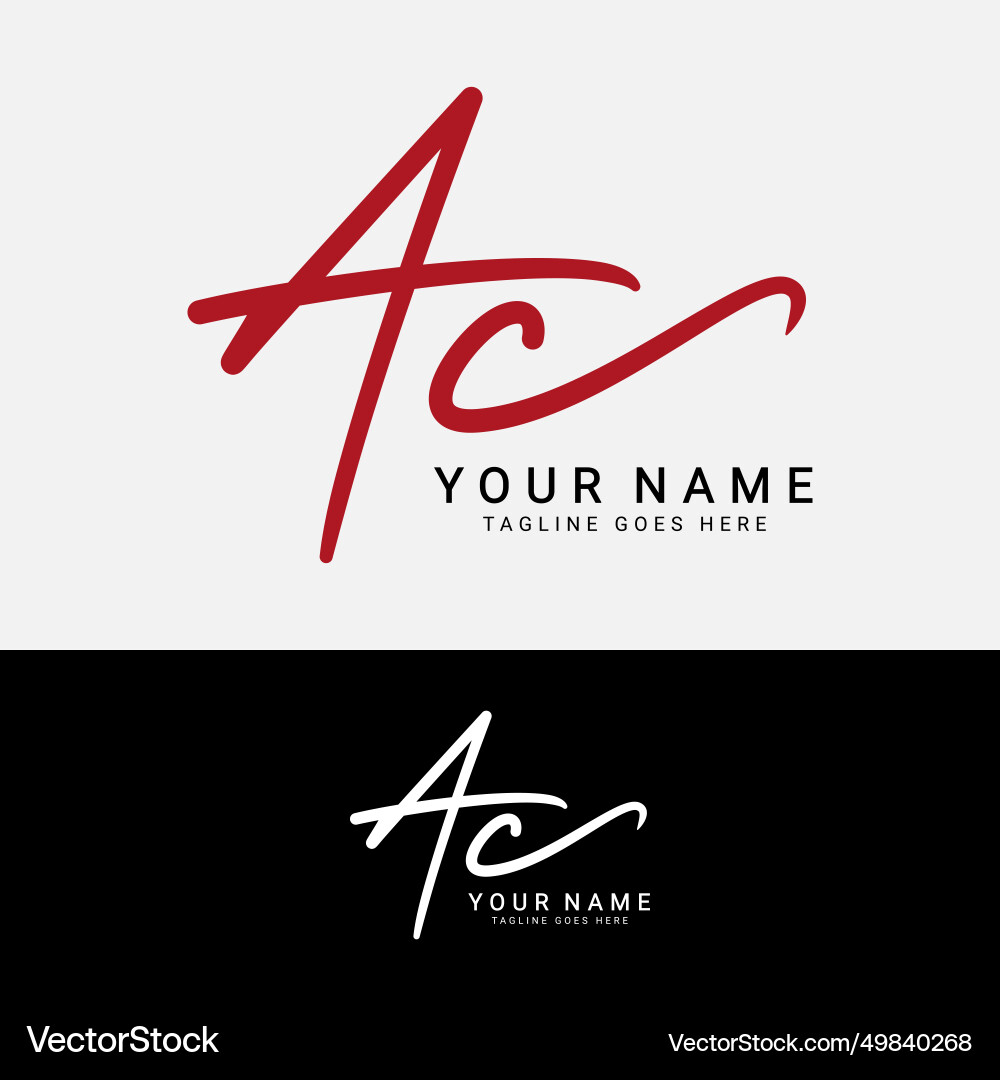 A c ac initial signature handwritten letter logo Vector Image
