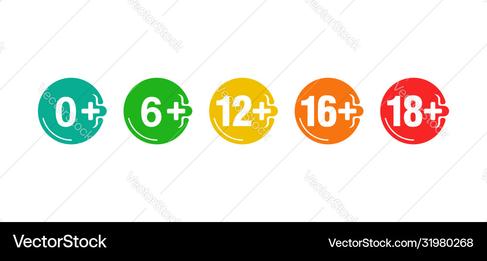 Age limit signs set for censoring Royalty Free Vector Image