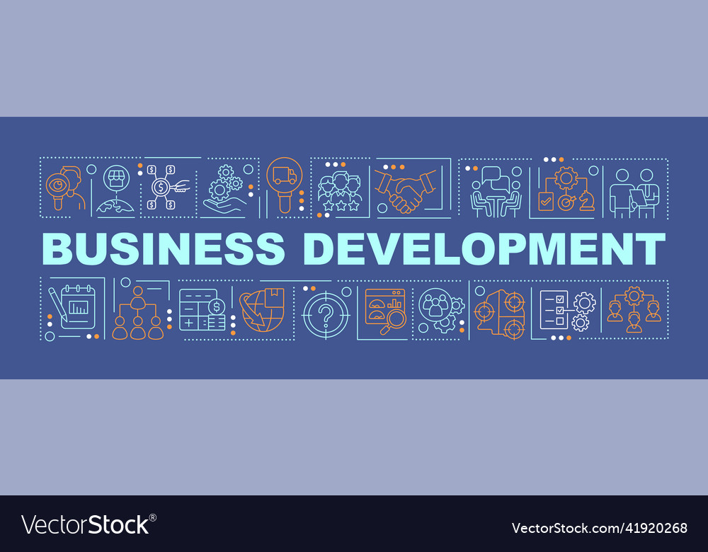 Business development word concepts dark blue Vector Image