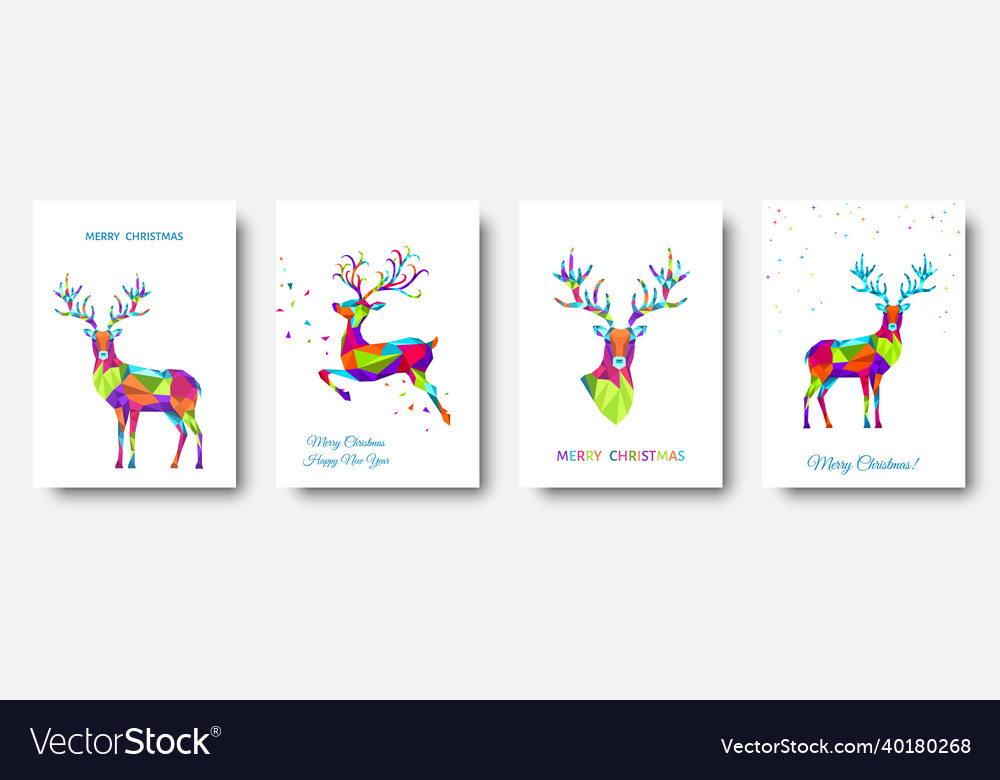 Colorful christmas reindeer and snowflakes Vector Image