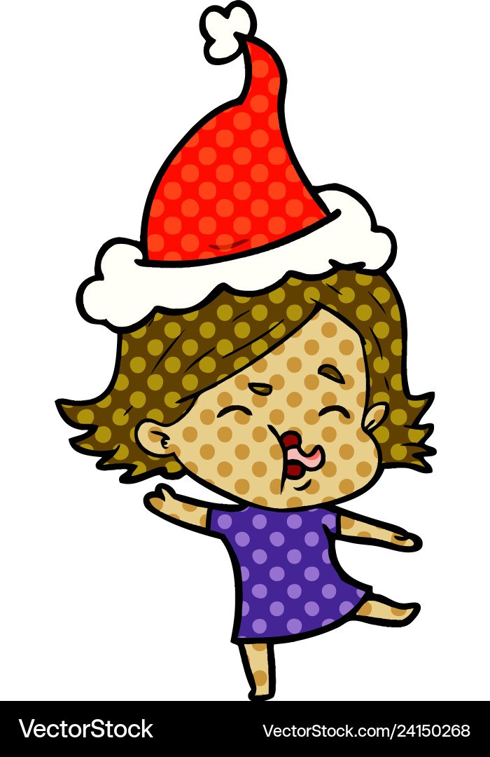 Comic book style of a girl pulling face wearing Vector Image