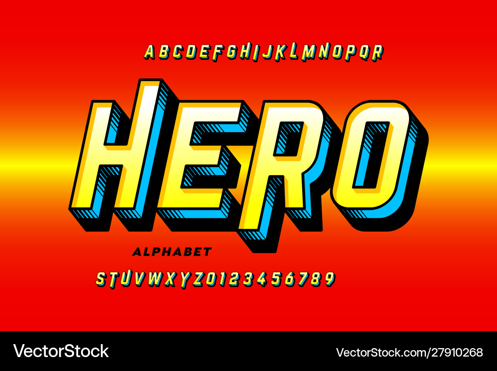 Comics style super hero font alphabet letters Vector Image