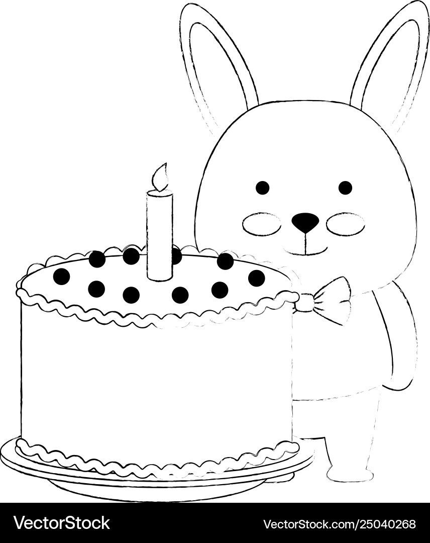 Cute rabbit with sweet cake character icon Vector Image