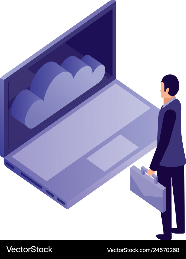 Elegant businessman with laptop Royalty Free Vector Image