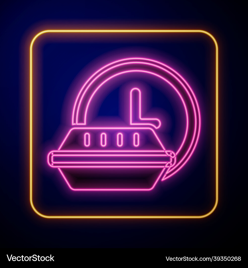 Glowing neon round the clock delivery icon Vector Image