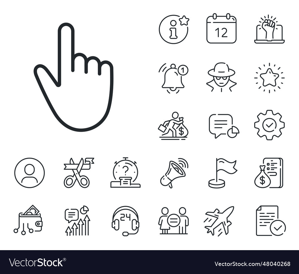 Hand Cursor Line Icon Click Action Sign Royalty Free Vector