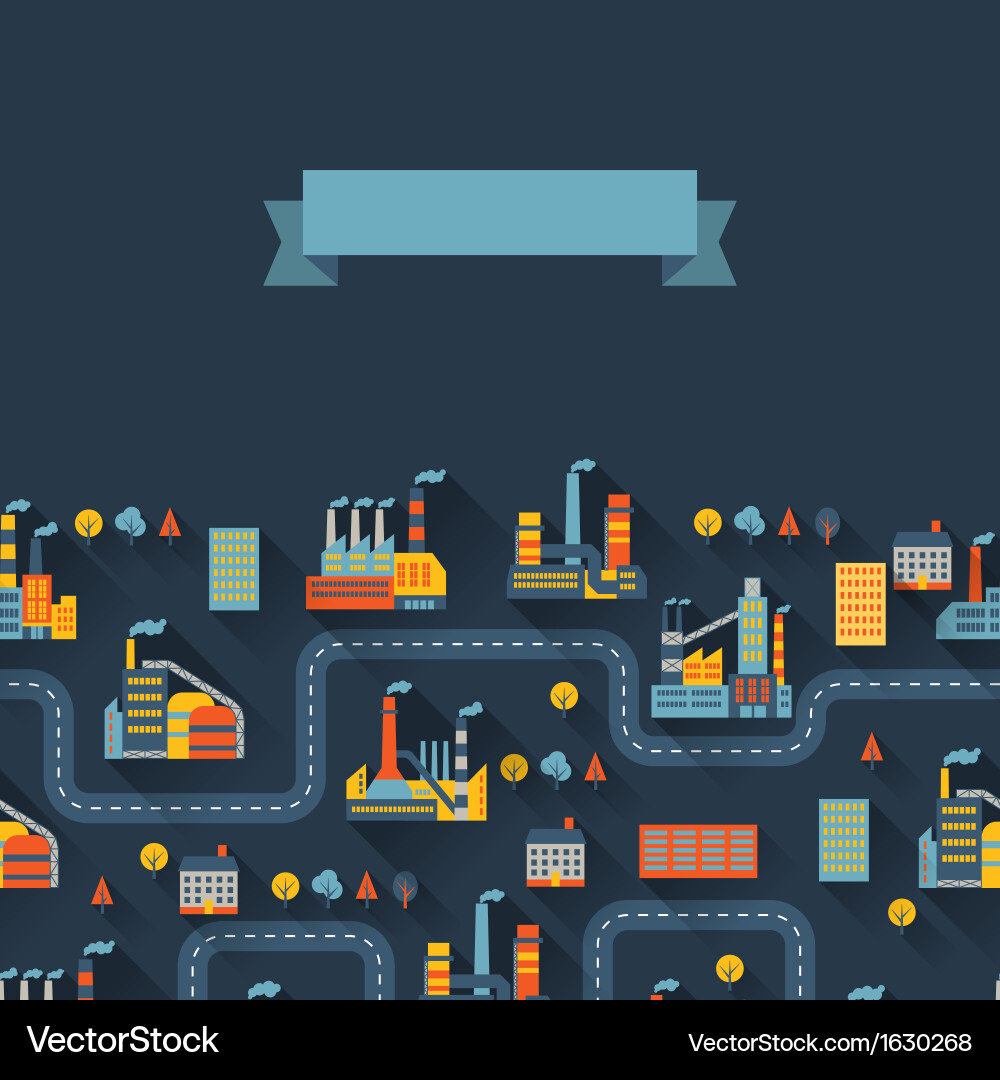 Industrial factory buildings background Royalty Free Vector