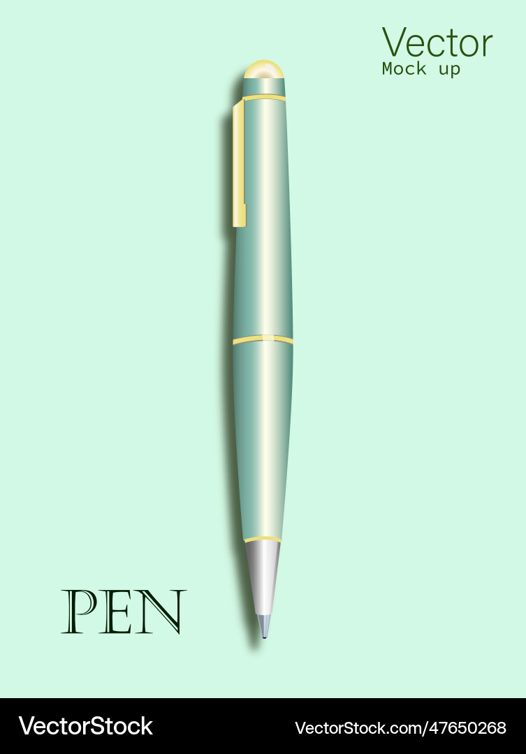 Realistic blank green pen isolated office tool Vector Image