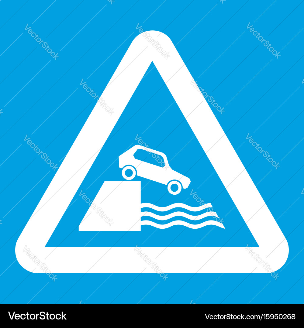 Riverbank traffic sign icon white Royalty Free Vector Image