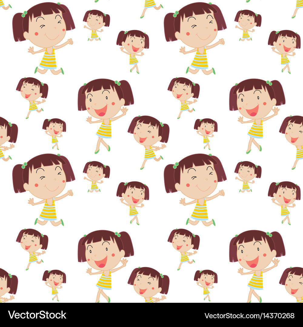 Seamless background template with girl smiling Vector Image