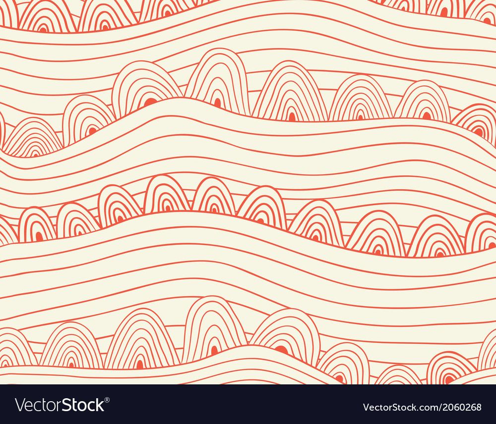Seamless wave hand-drawn pattern waves background Vector Image