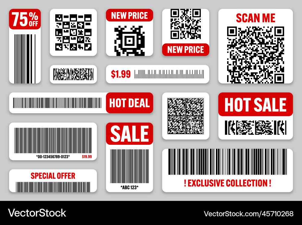 Set of product barcodes and qr codes special Vector Image