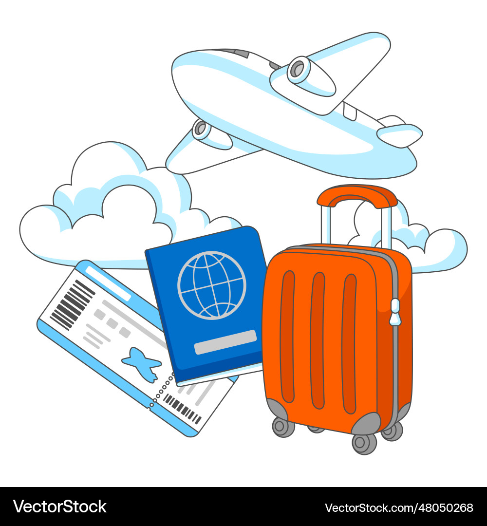 Travel aircraft airplane suitcase Royalty Free Vector Image