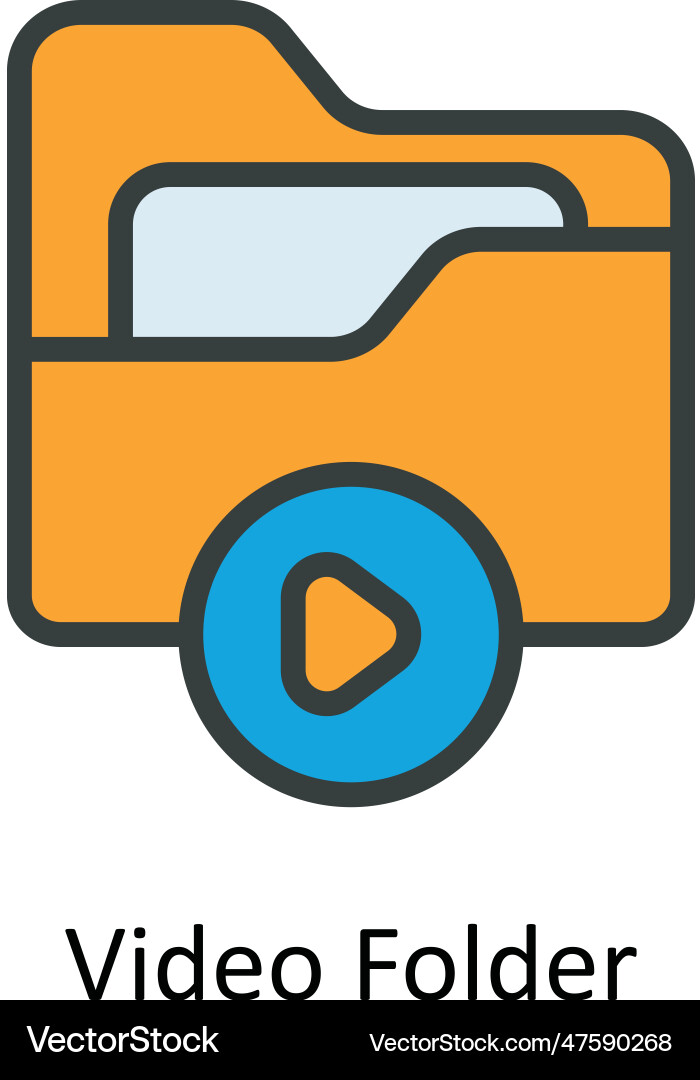 Video folder fill outline icon design illu Vector Image