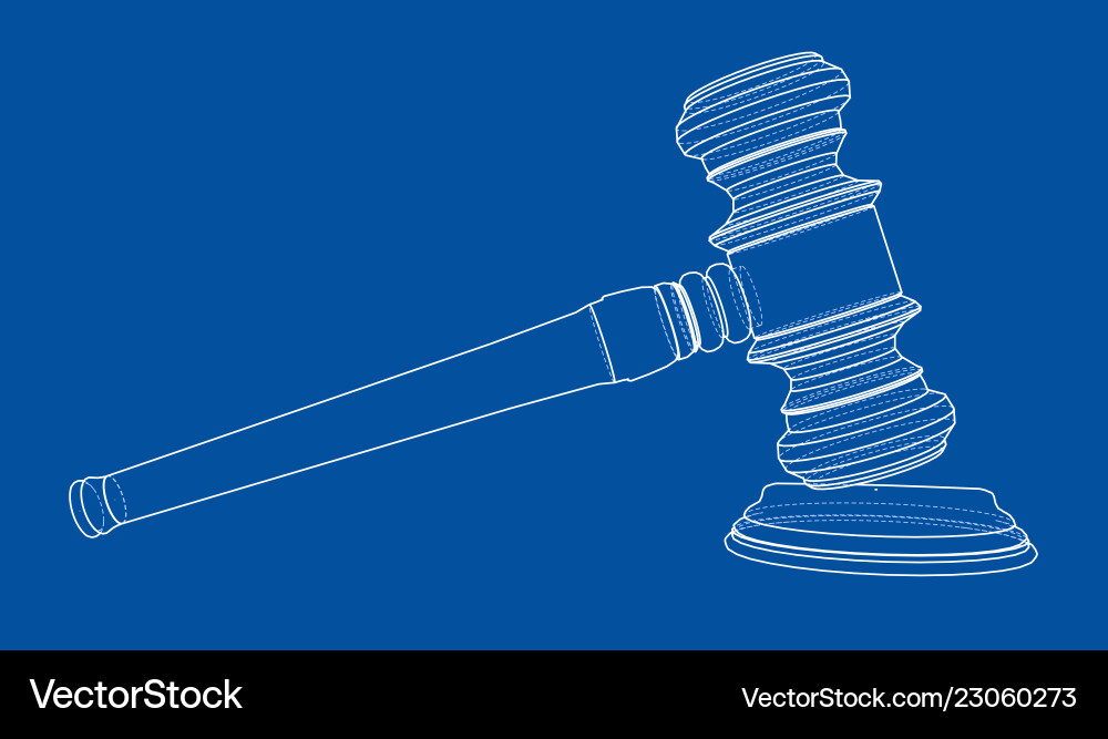 3d outline gavel rendering of Royalty Free Vector Image