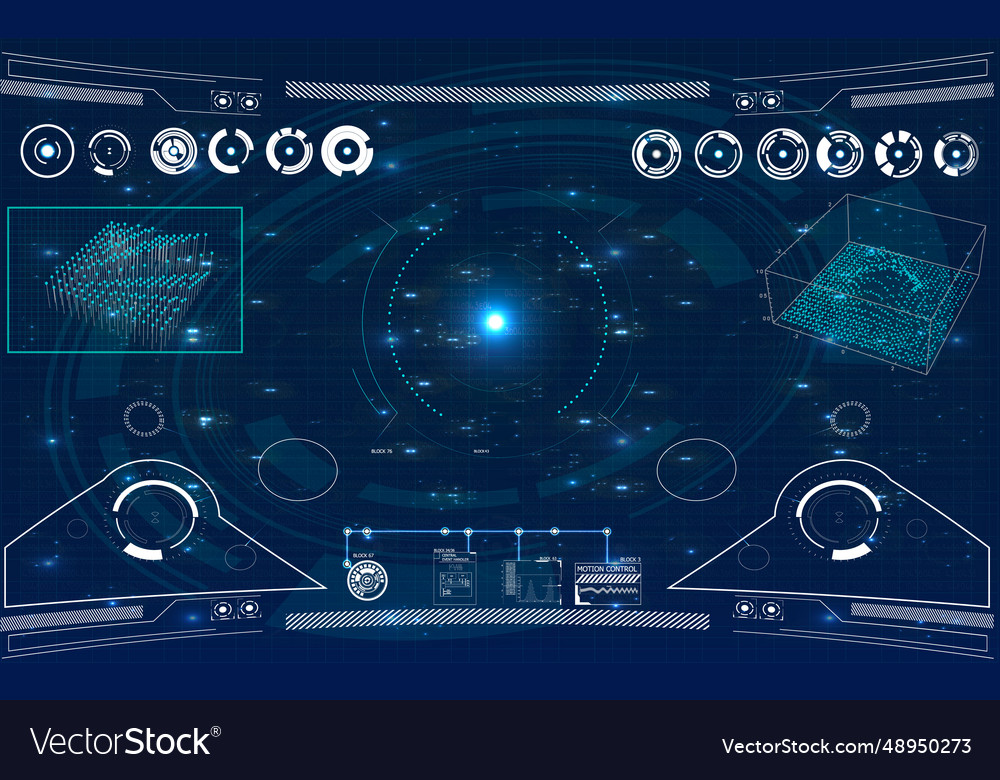 Advanced hud display sci-fi tech elements in a Vector Image