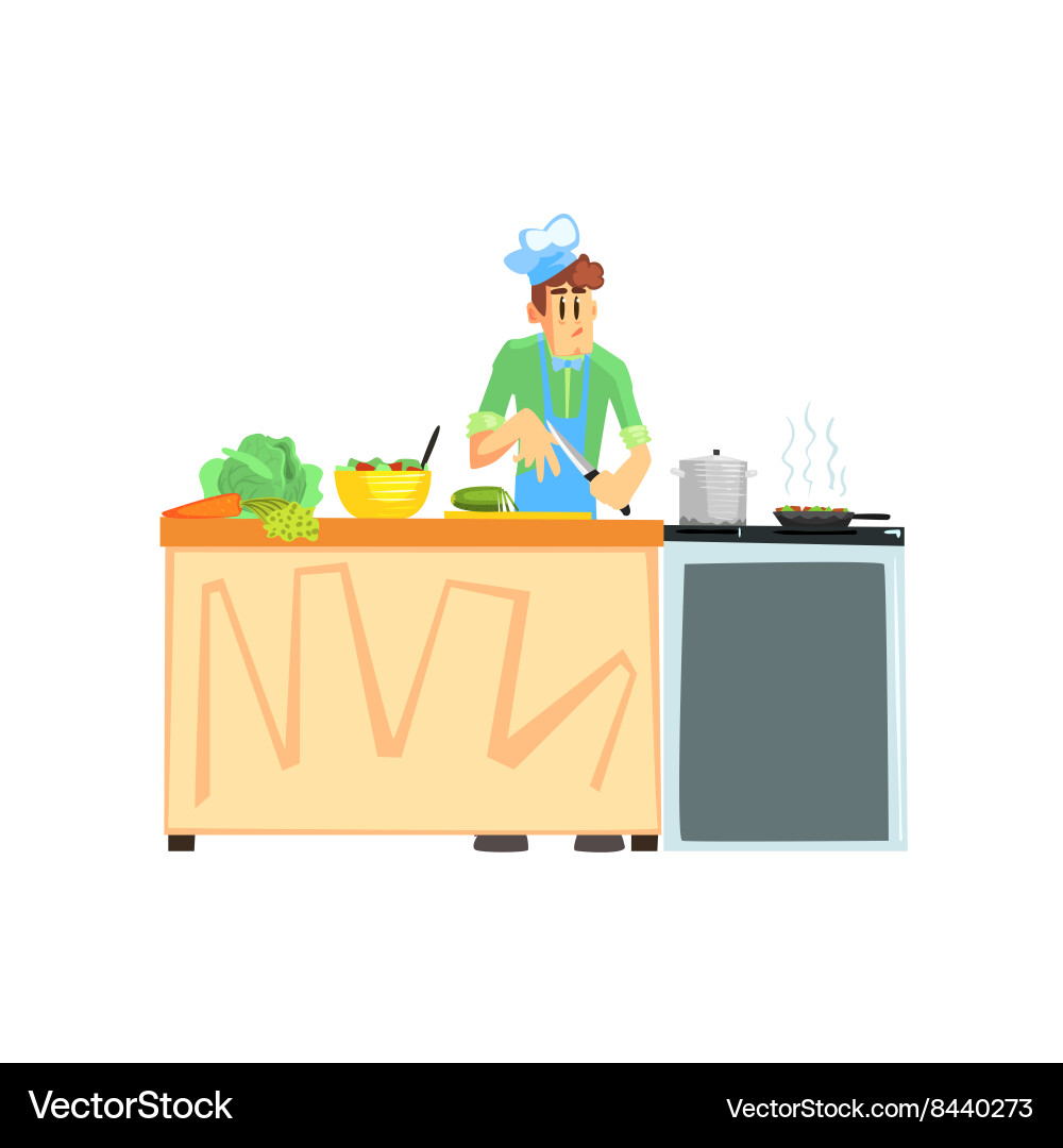 Cooking contest male participant Royalty Free Vector Image