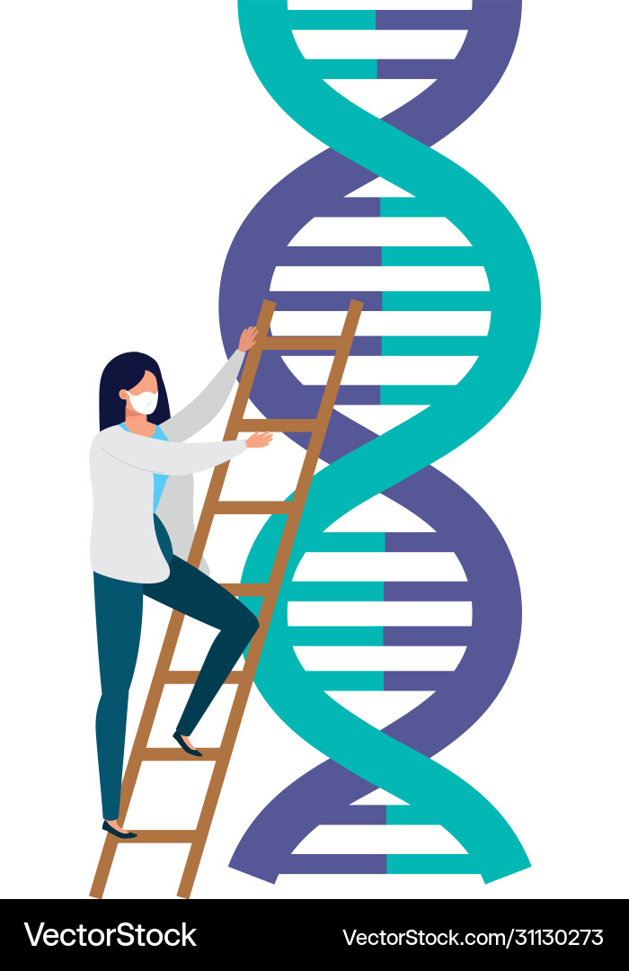 Doctor female with dna structure isolated icon Vector Image