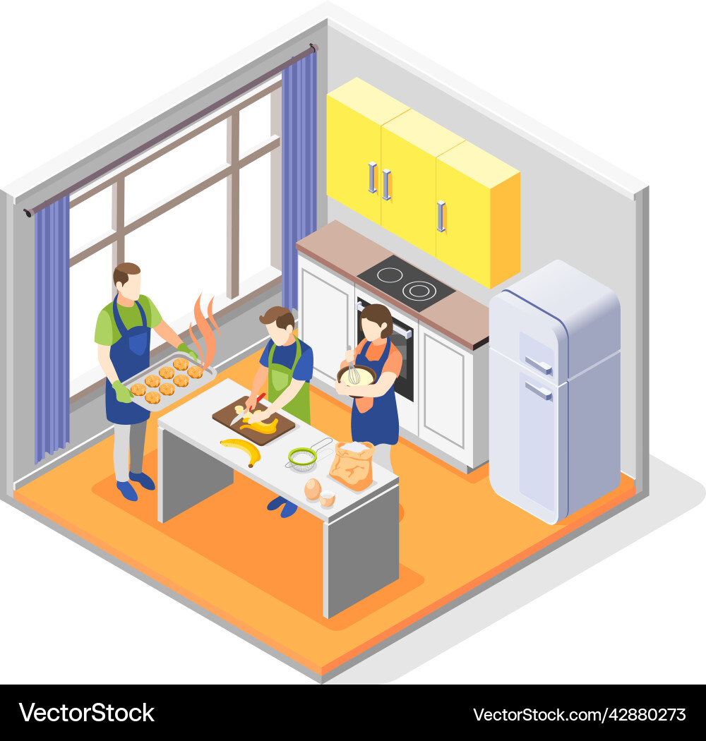 Family cooking together concept Royalty Free Vector Image