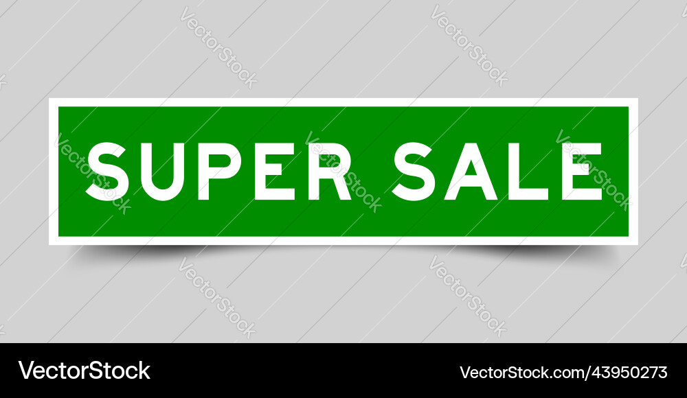 Green color square shape sticker label with word Vector Image