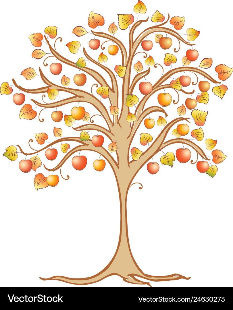 Image of a decorative apple tree Royalty Free Vector Image