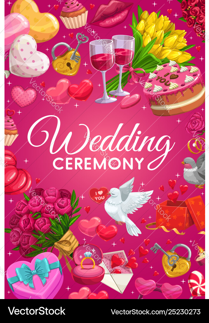 Marriage symbols frame wedding ceremony rite item Vector Image
