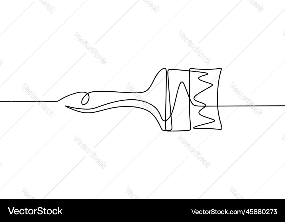 Paint brush one line drawing minimalism Royalty Free Vector