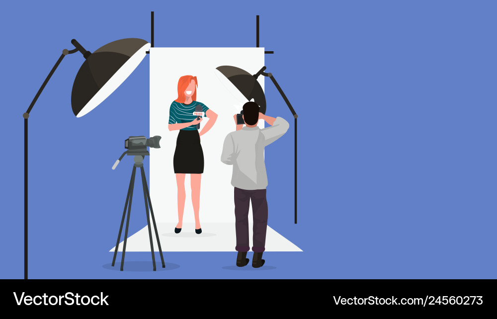 Professional man photographer shooting beautiful Vector Image
