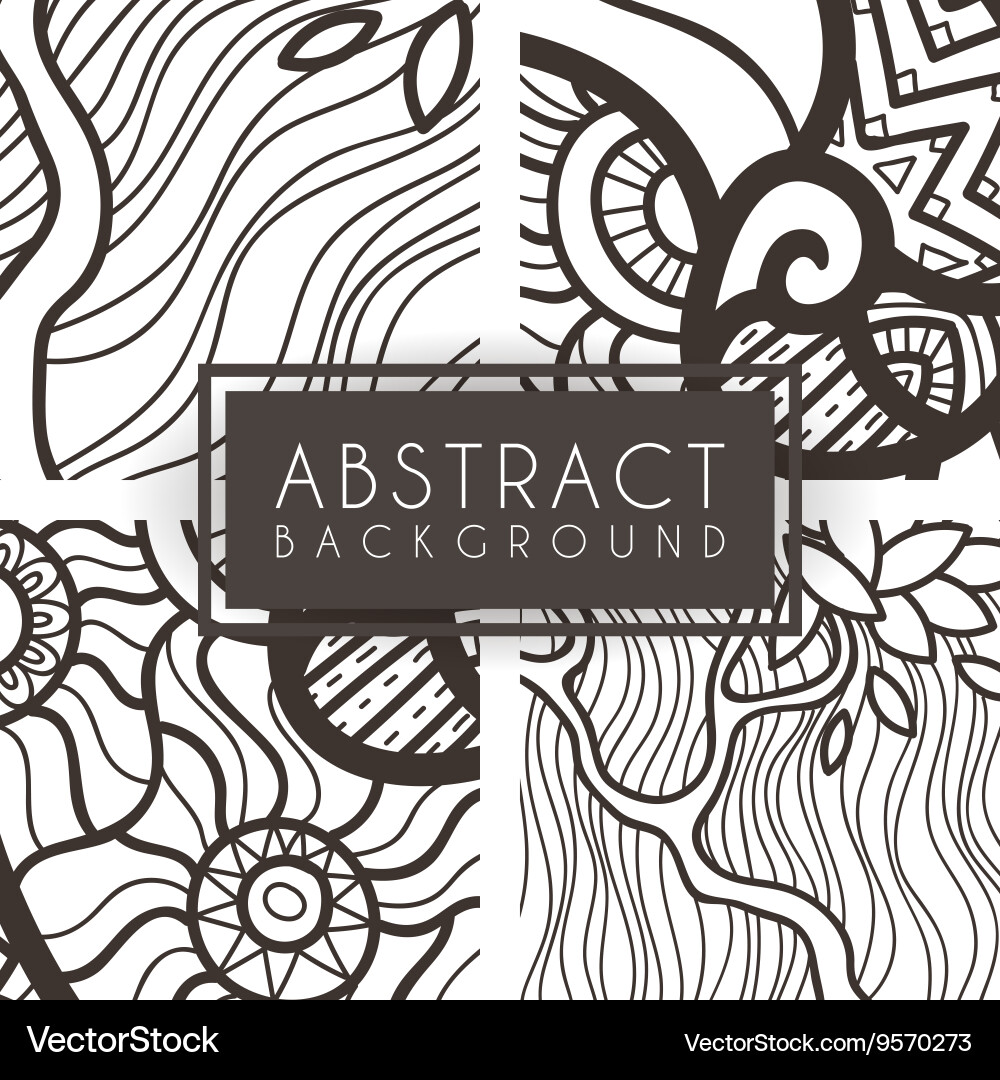 Set of four monochrome intricate patterns Vector Image
