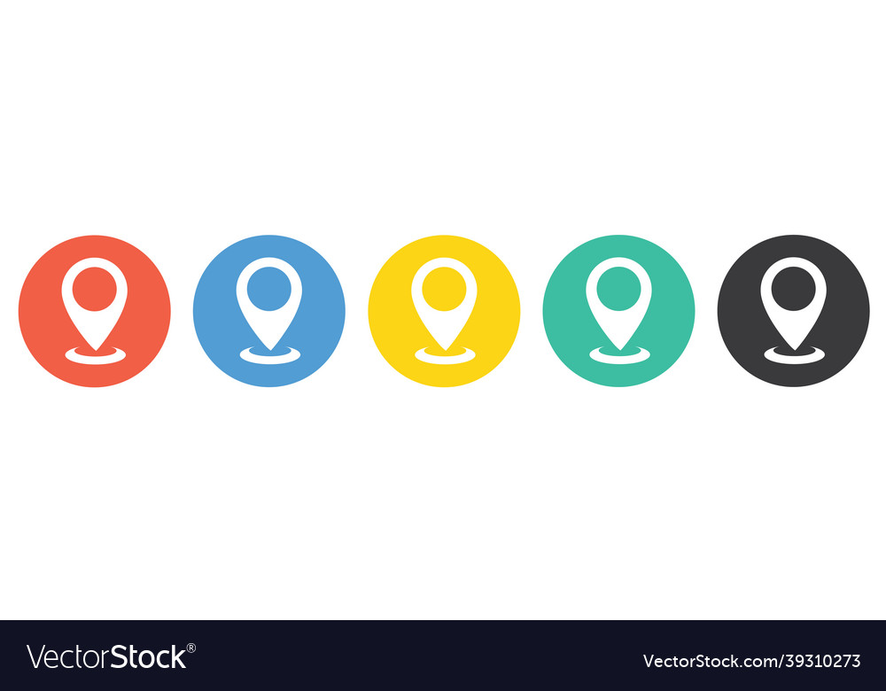 Set of map pointers icons with soft shadow in flat