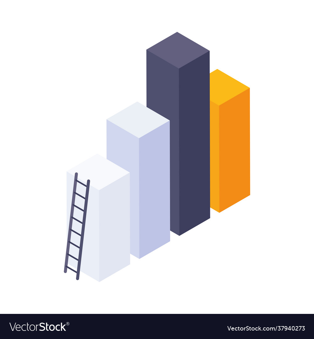 Statistics bars isometric Royalty Free Vector Image