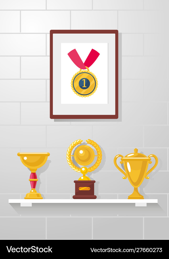 Trophy awards and medal collection on a white Vector Image