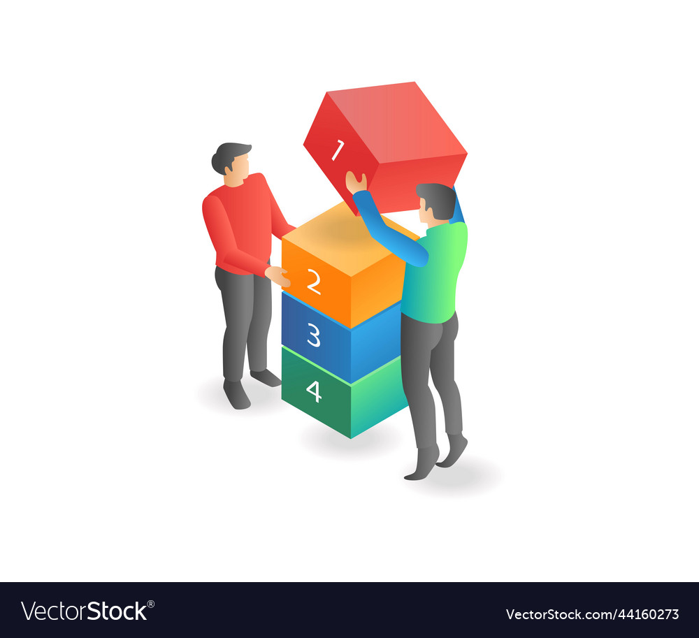 Two men stacking boxes Royalty Free Vector Image