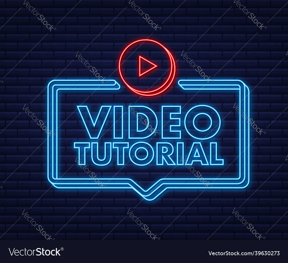 Video tutorials neon icon study and learning Vector Image