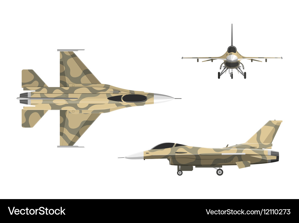 War plane in flat style Military aircraft Vector Image