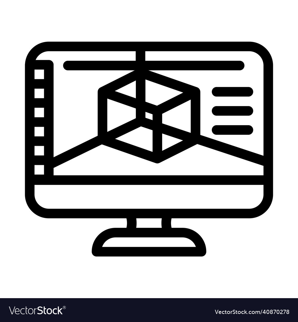 3d software line icon Royalty Free Vector Image