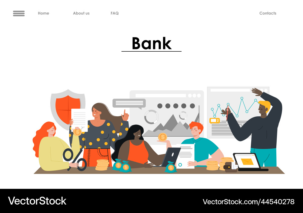 Bank service landing page design template Vector Image