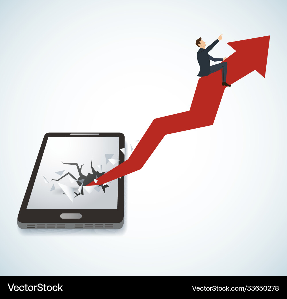 Businessman on arrow icon breaking through Vector Image