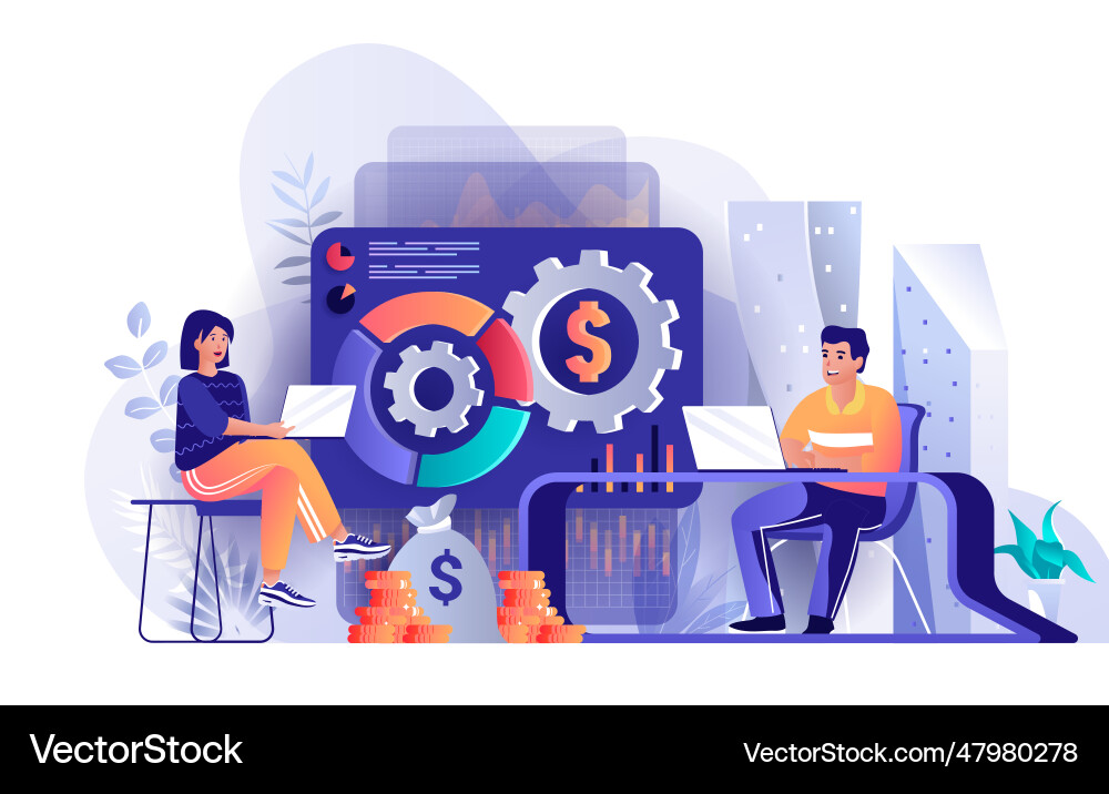 Financial management concept in flat design Vector Image