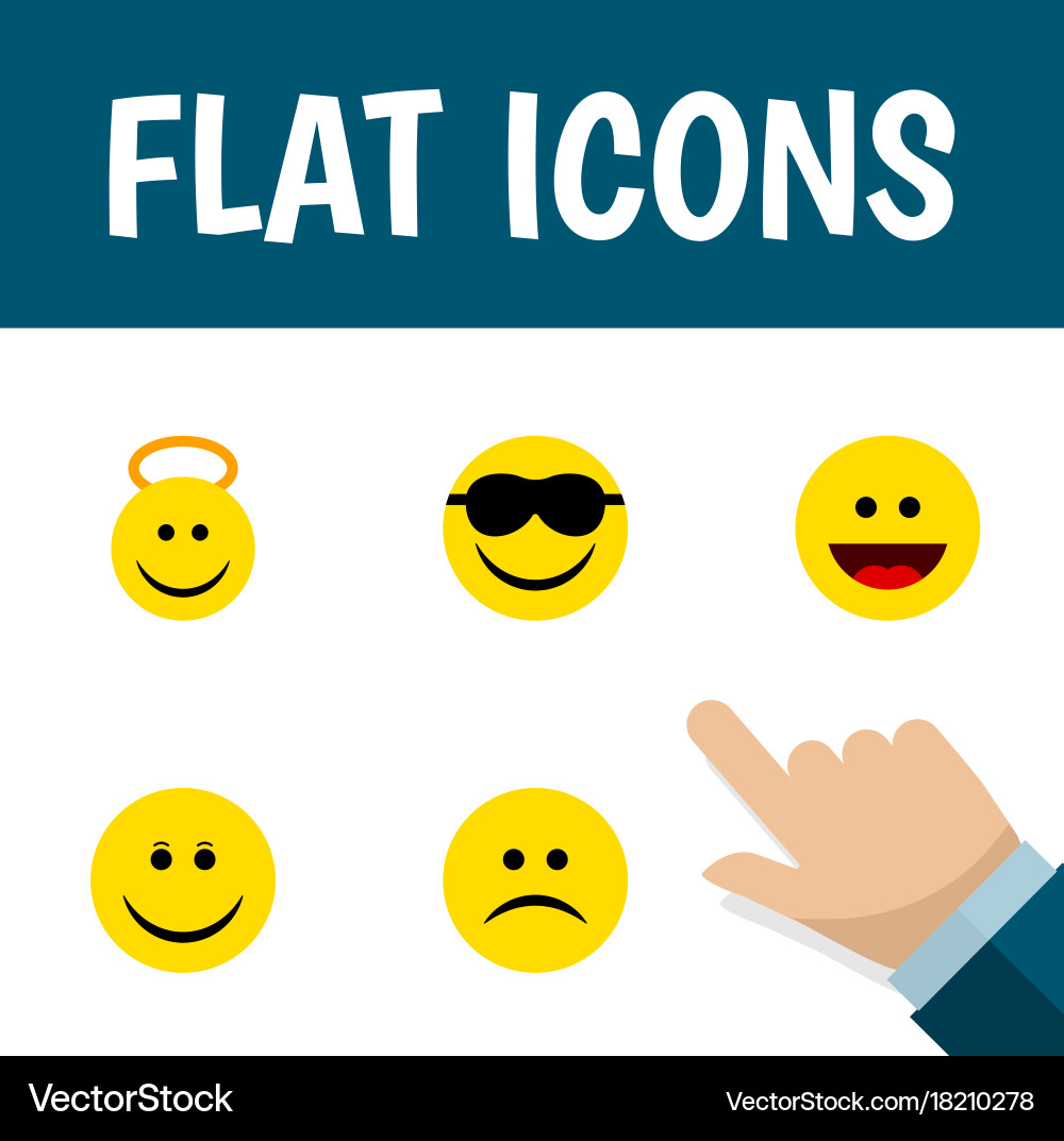 Flat icon expression set of angel laugh sad Vector Image