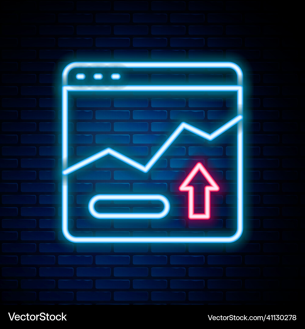 Glowing neon line financial growth increase icon Vector Image