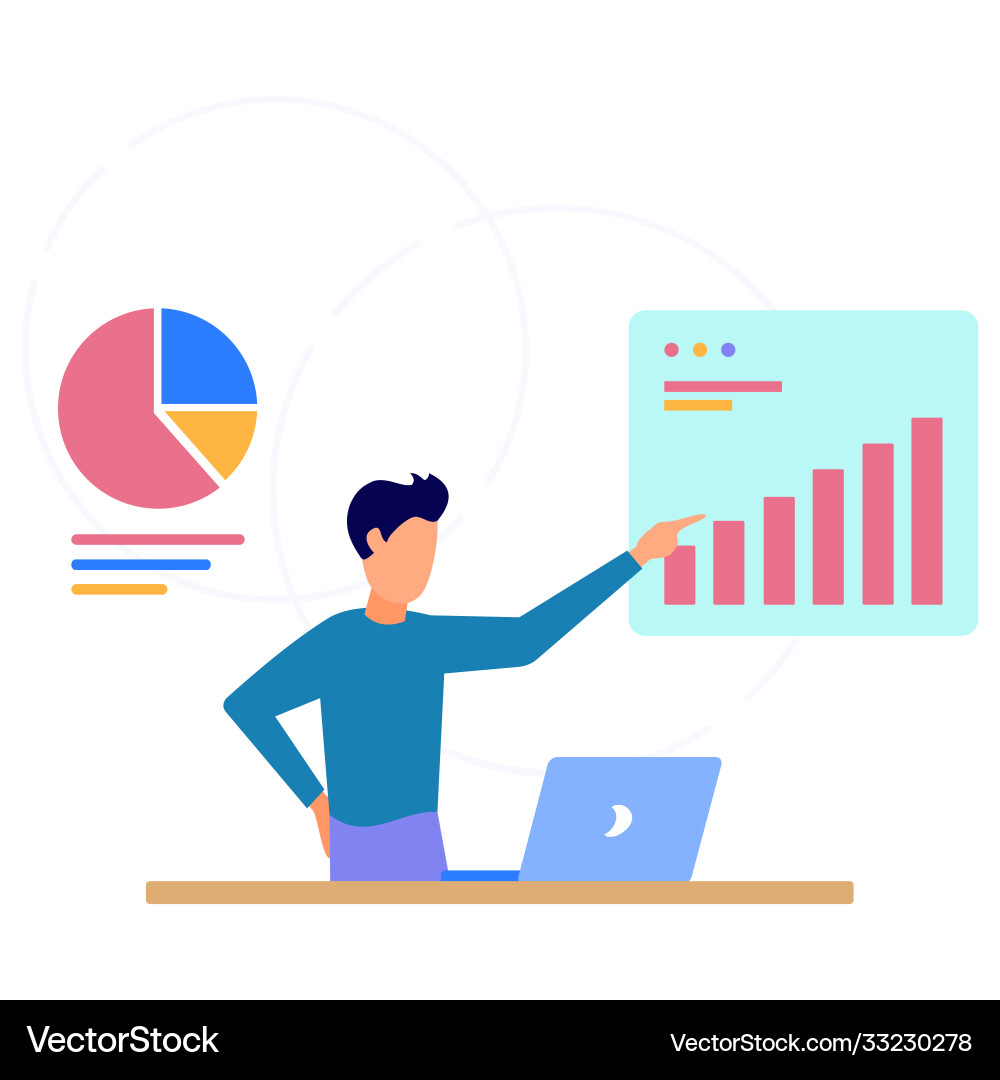 Graphic cartoon character business analysis Vector Image