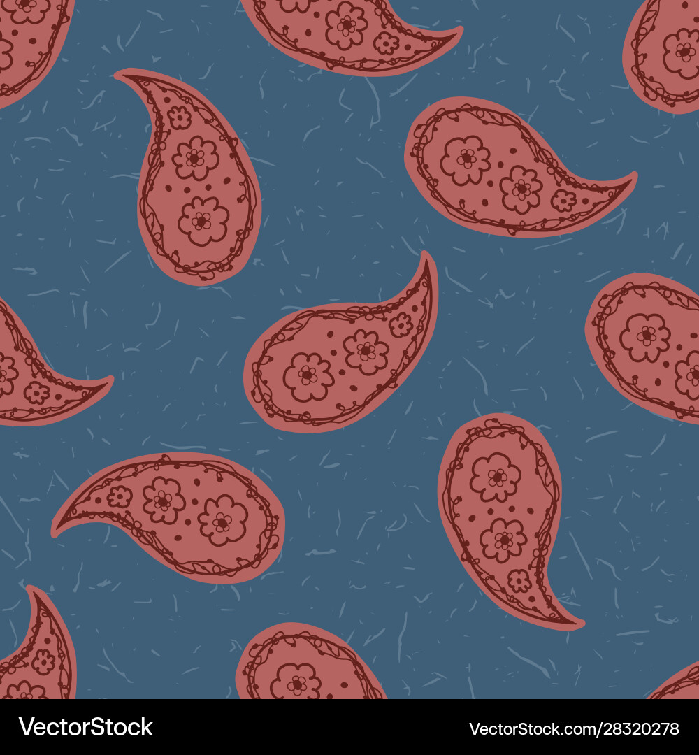Hand drawn indienne paisley motif seamless pattern