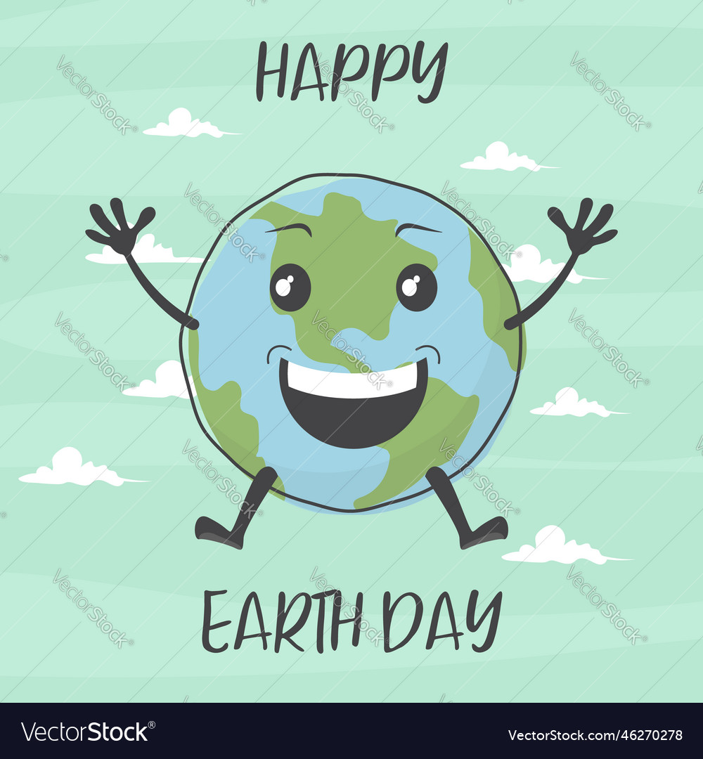 Happy earth day planet earth cartoon character Vector Image
