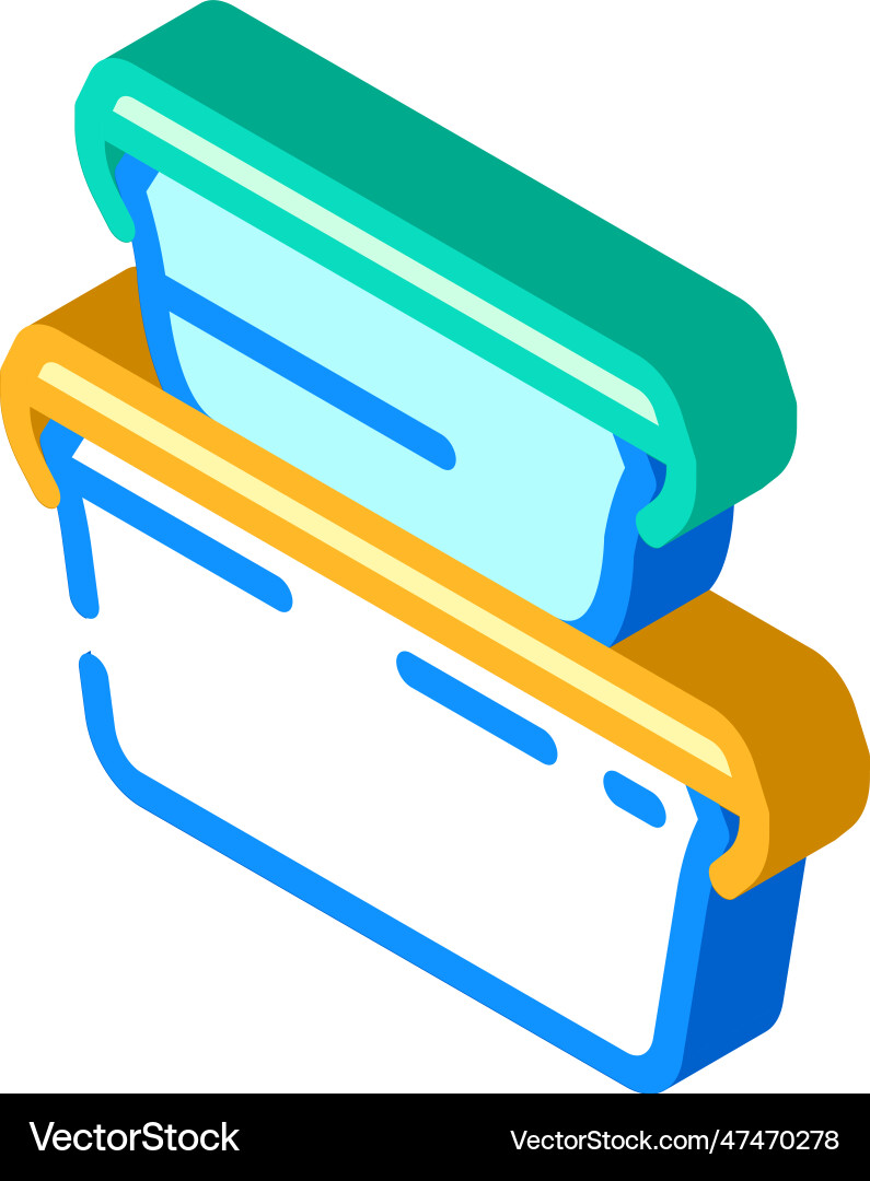 Lunch box glass meal isometric icon Royalty Free Vector